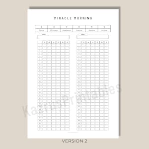 Miracle Morning, Morning Routine Tracker, Daily Weekly Monthly Routine ...