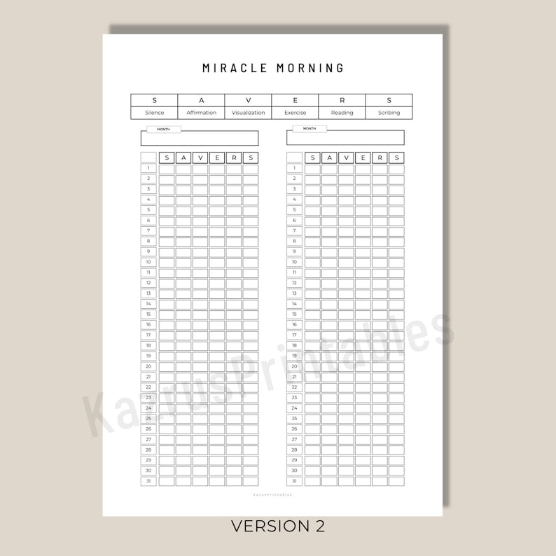 Miracle Morning, Morning Routine Tracker, Daily Weekly Monthly Routine ...