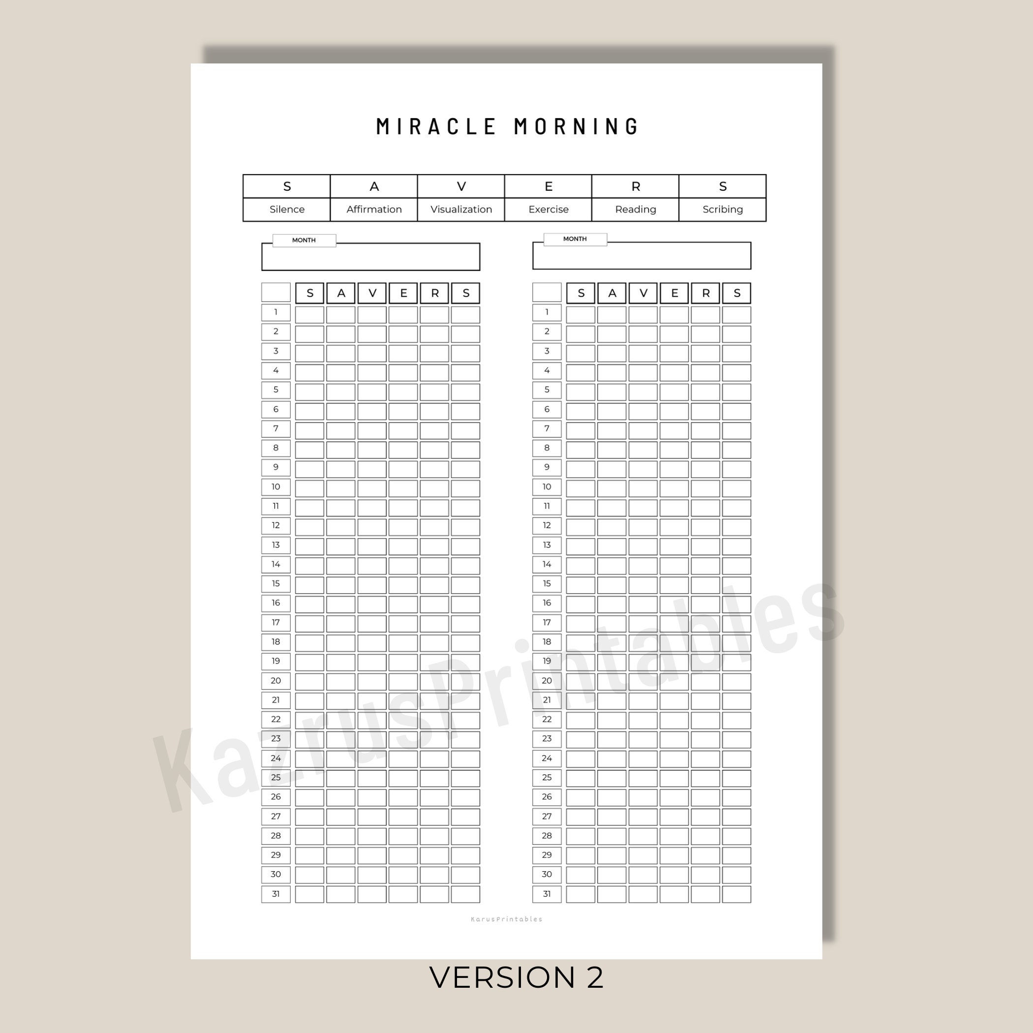 Miracle Morning, Morning Routine Tracker, Daily Weekly Monthly Routine ...