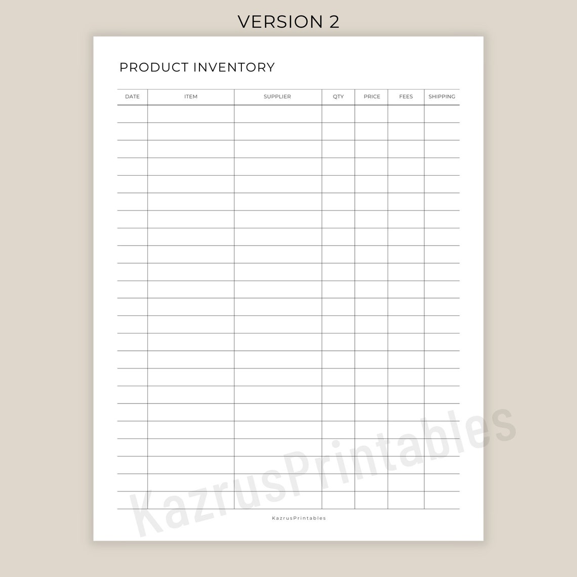 Product Inventory Log, Inventory Sheet, Inventory Management Form ...