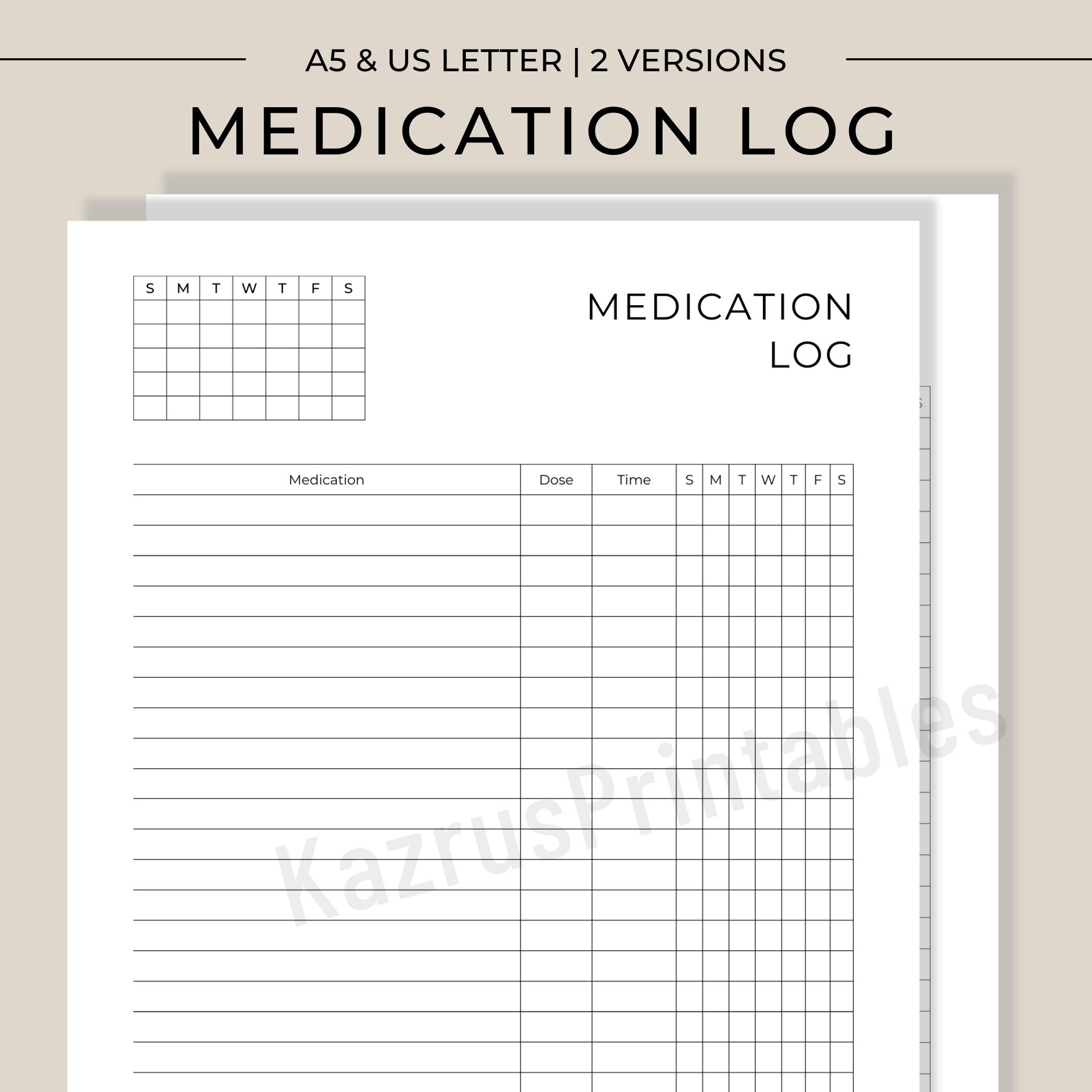 Medication Chart, Medication Log, Medication Tracker, Medication ...