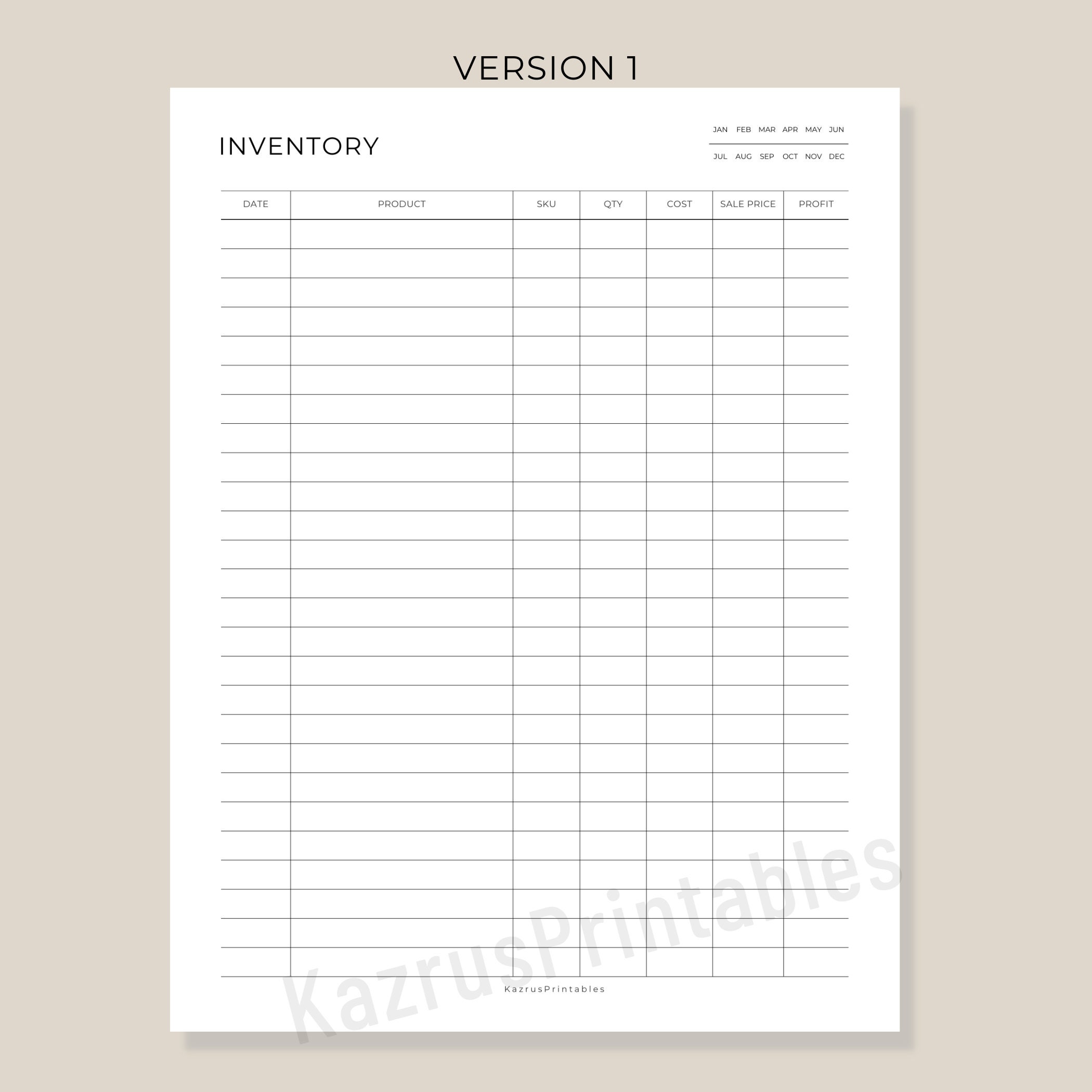 Inventory Sheet, Inventory Tracker, Product Inventory List, Inventory ...