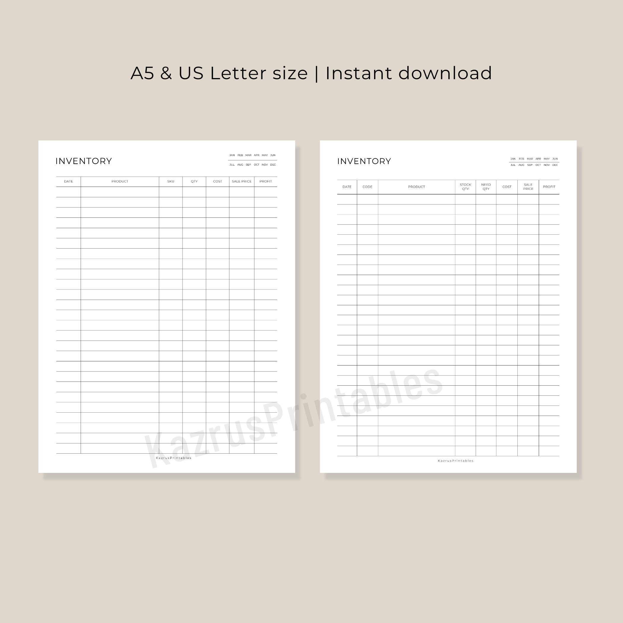 Inventory Sheet Inventory Tracker Product Inventory List - Etsy Canada