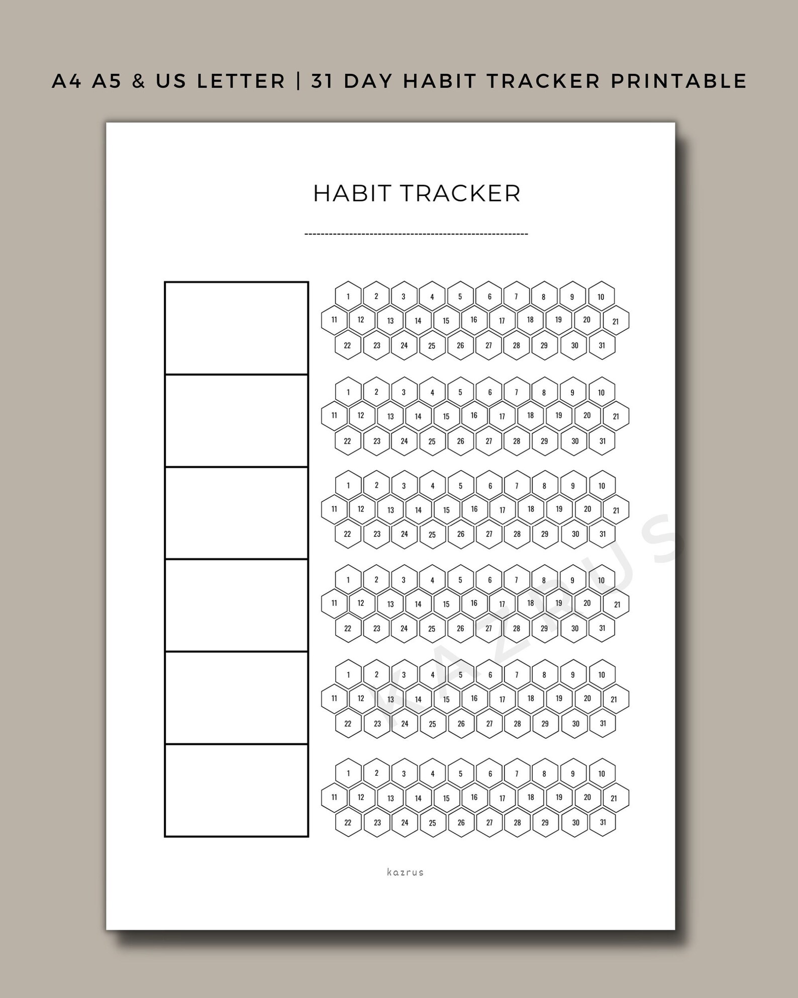 Habit Tracker Printable Habit Tracker Template PDF Fitness Tracker ...