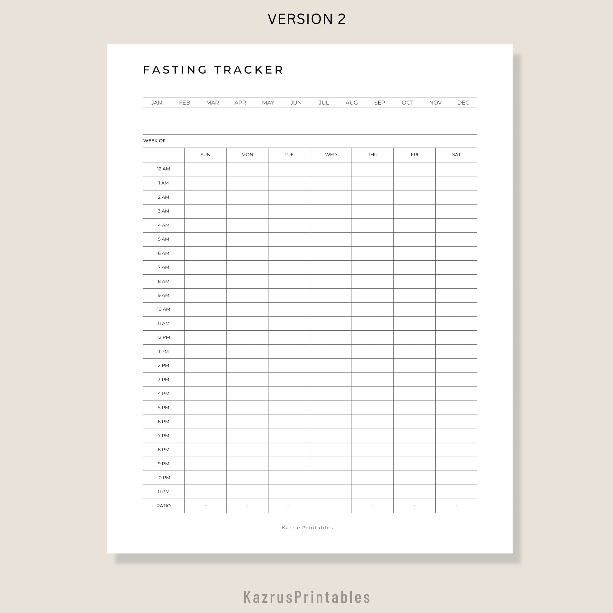 Weekly Intermittent Fasting Tracker Template, Intermittent Fasting Log ...