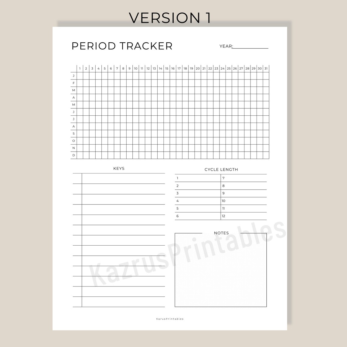 Period Tracker Printable, Cycle Tracker, Menstrual Tracker - Etsy Canada