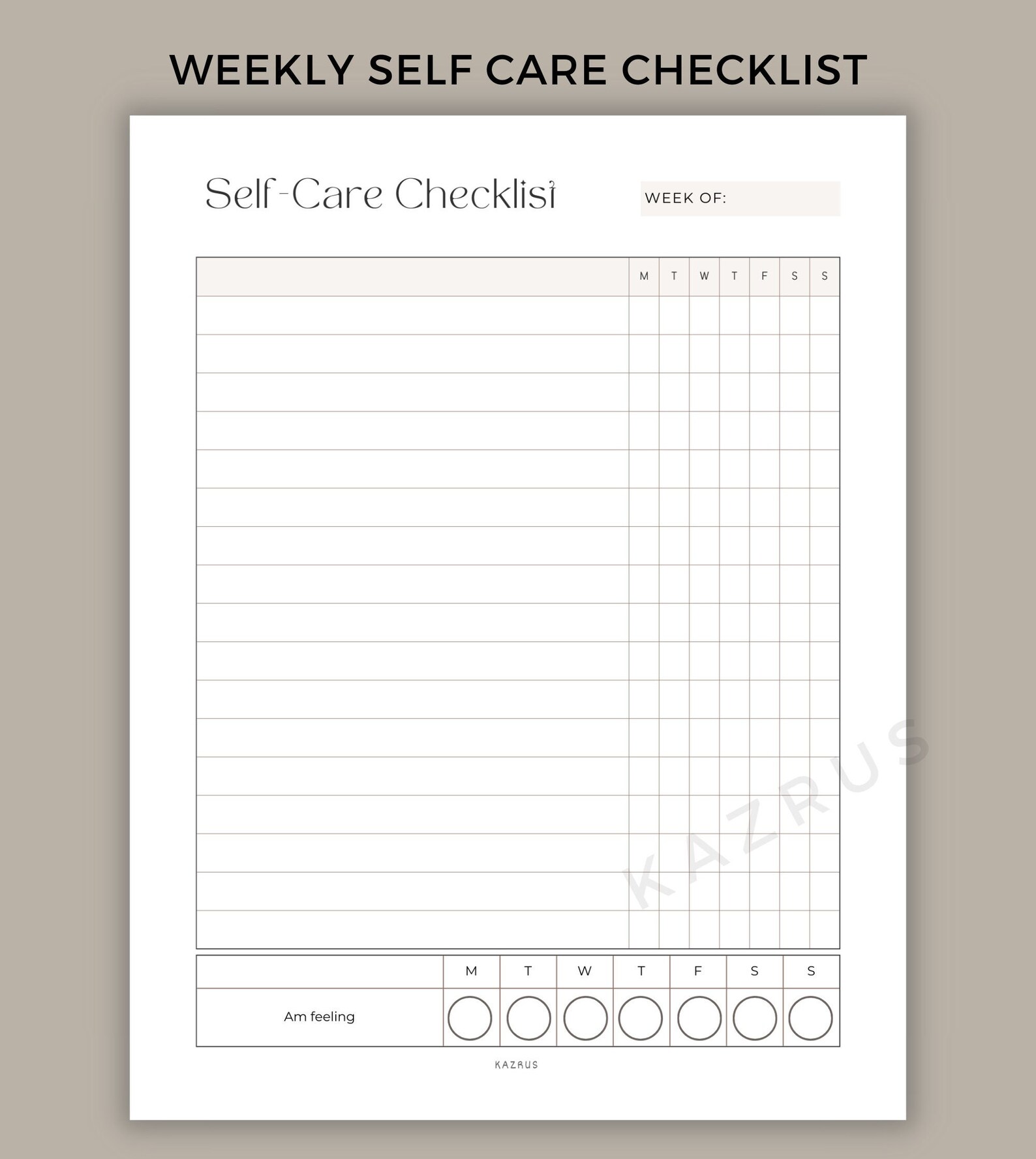 Self Care Planner, Daily Self Care Checklist Printable, Mood Tracker ...