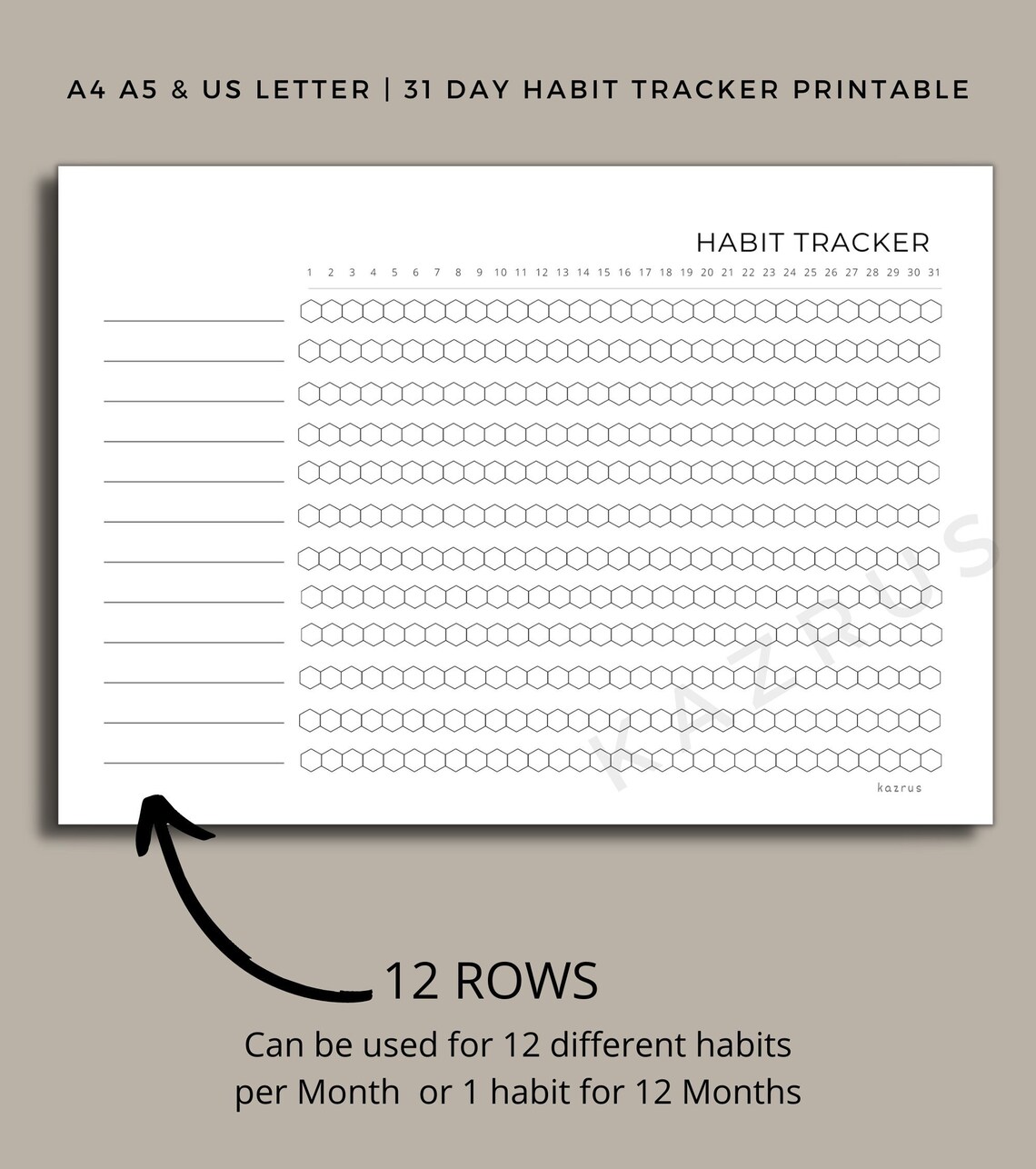 Habit Tracker Printable Habit Tracker Template PDF Fitness Tracker ...