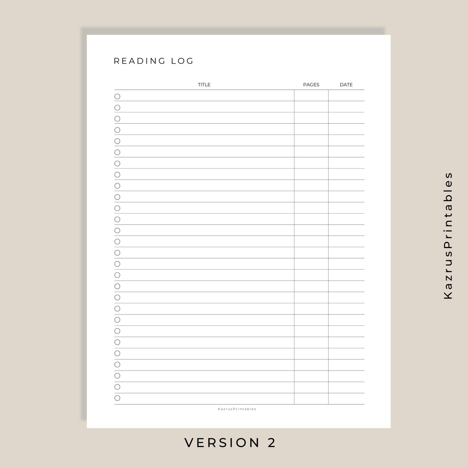 Minimalist Reading Log Printable, US Letter, A5 (PDF Download) - Etsy