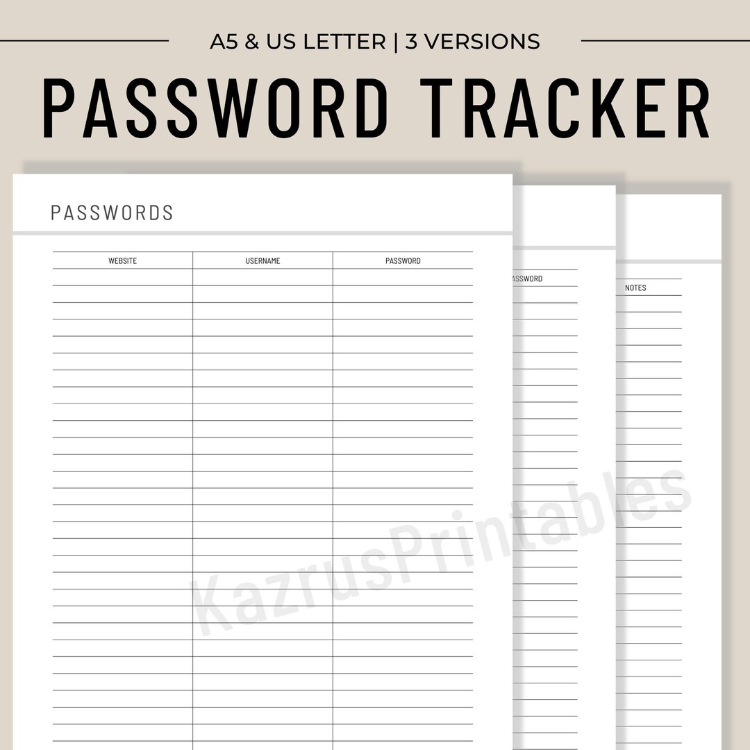 Password Tracker Printable Password Log - Etsy
