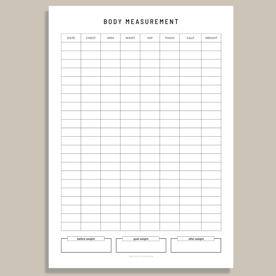 75 Medium Tracker, 75 Medium Challenge, Body Measurement Tracker, 75 ...