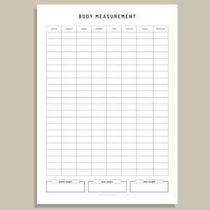 75 Medium Tracker, 75 Medium Challenge, Body Measurement Tracker, 75 ...