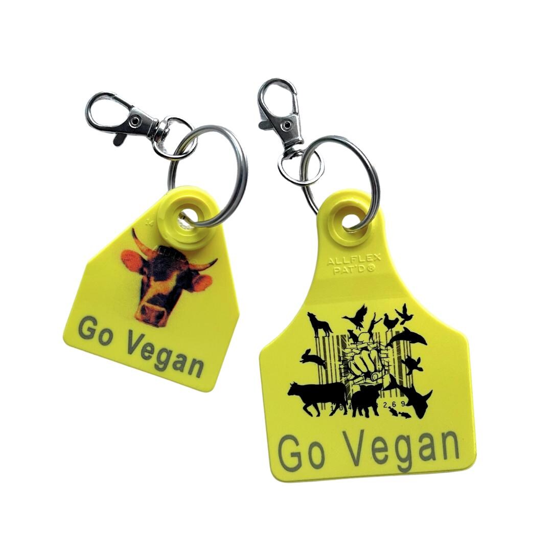 Vegan Original Ear Tag Keychain Go Vegan various Sizes - Etsy