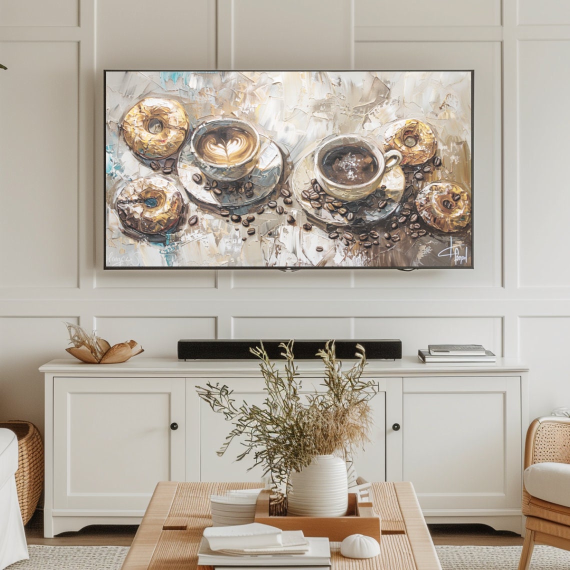 Coffee and Tea Frame TV Art Set of 4, Coffee Pastry TV Art Bundle ...