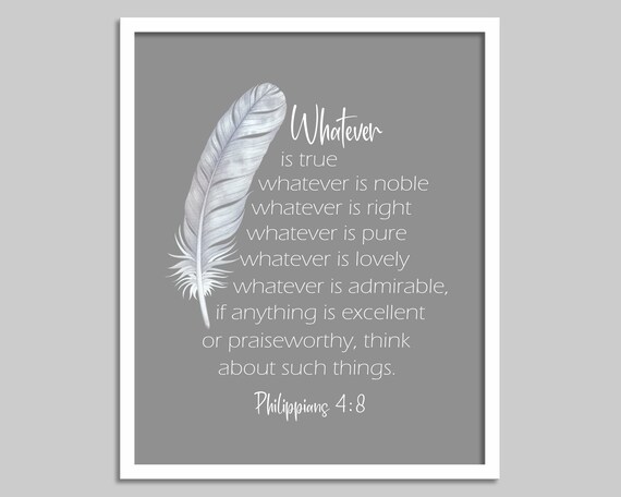 Philippians 4: 8 Bible Verse Printable Wall Art Scripture - Etsy