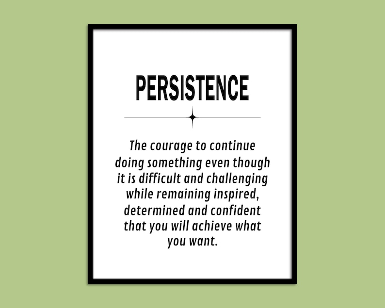 Persistence Quote Print, Printable Wall Art, Office Decor, Business ...