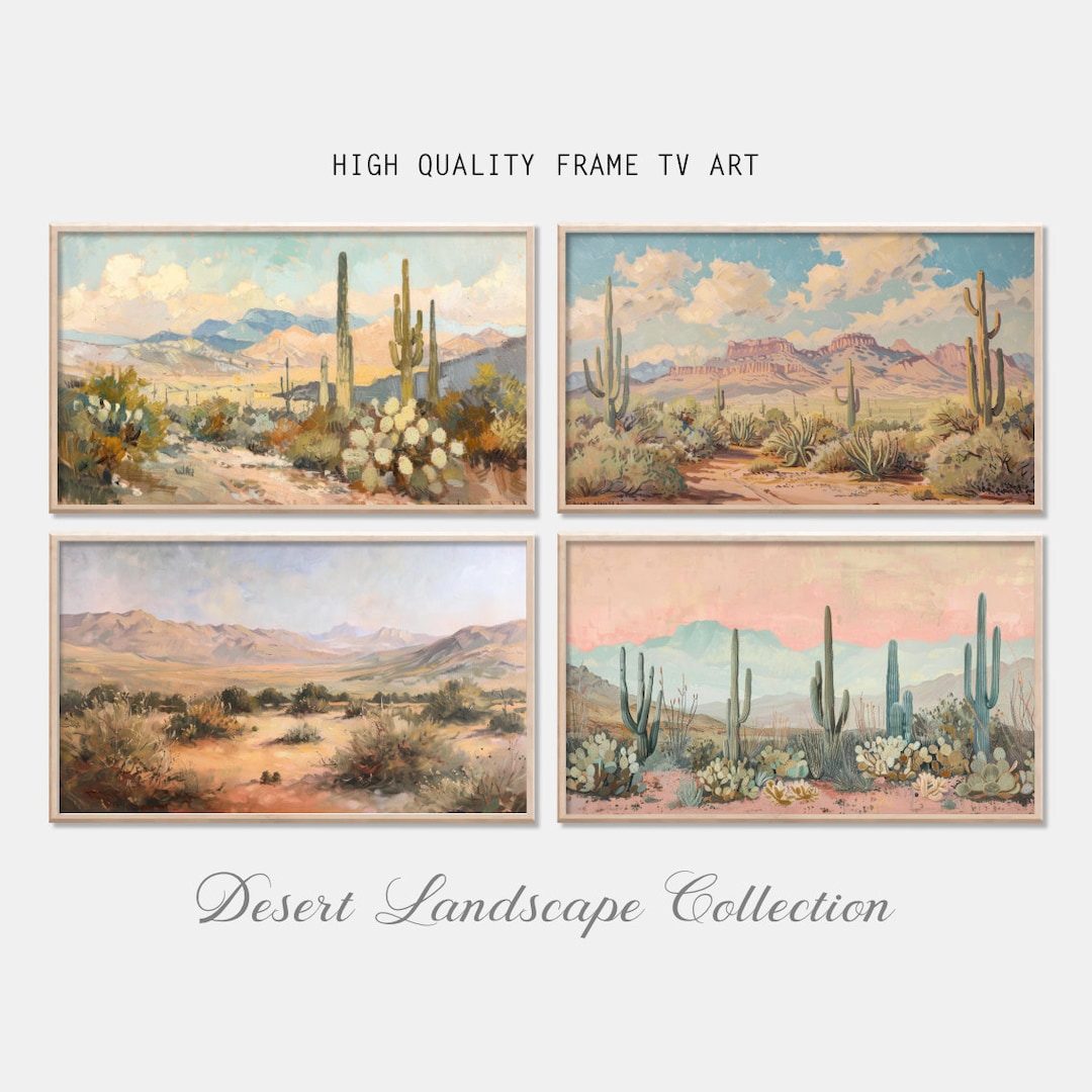 Desert Landscapes Frame TV Art Set of 4, Arizona Desert TV Art Bundle ...