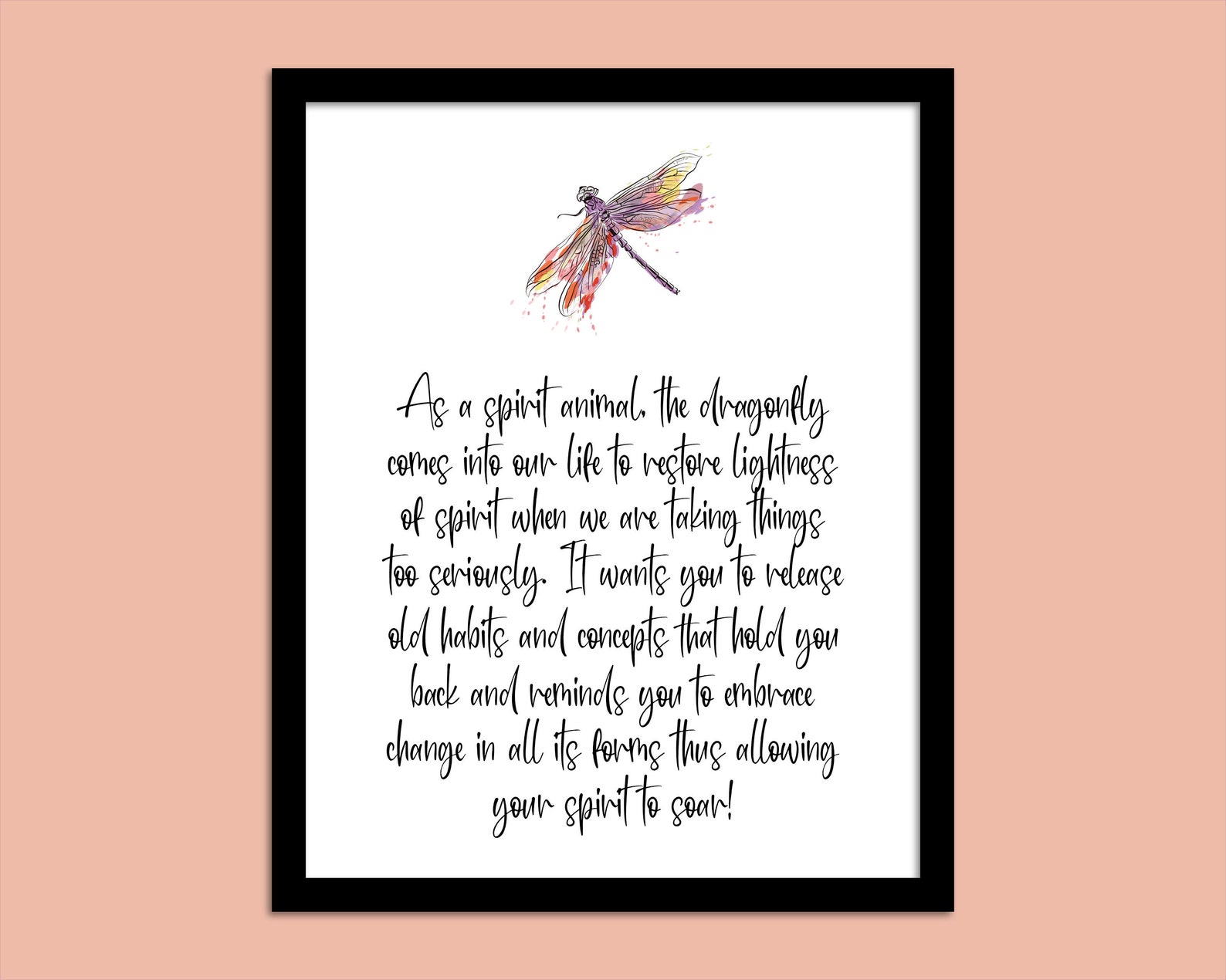 Dragonfly Inspirational Quote Wall Art, Office Wall Art, Office Decor ...