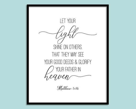 Matthew 5:16 Bible Verse Printable Wall Art Scripture Quote - Etsy