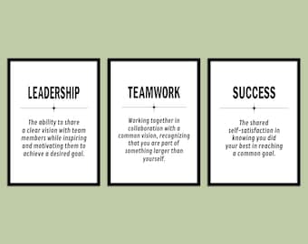 Leadership, Teamwork, Success, Office Decor, 3 Piece Wall Art ...