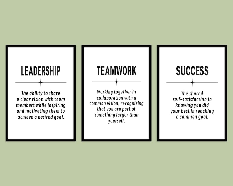 Leadership, Teamwork, Success, Office Decor, 3 Piece Wall Art ...