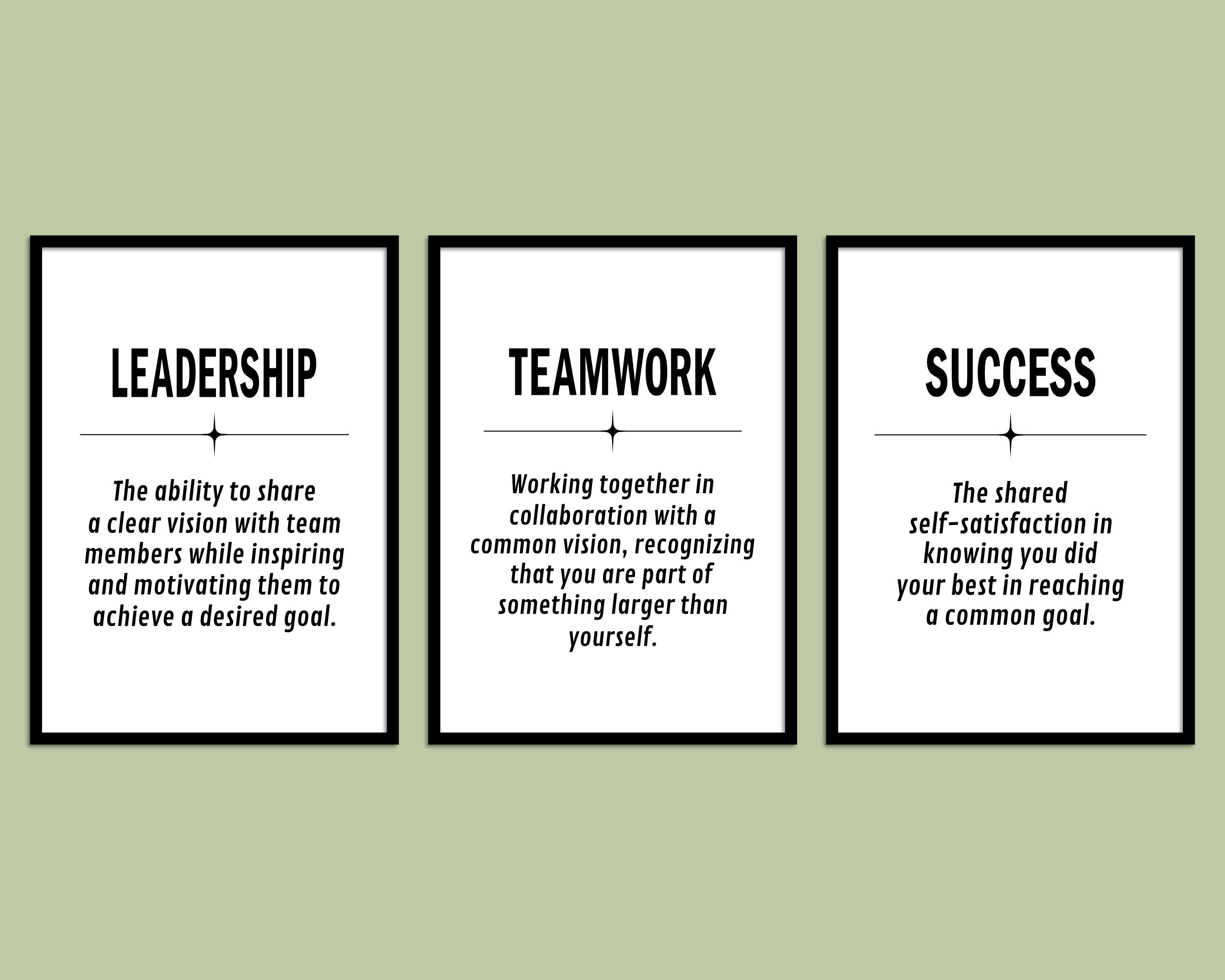 Leadership, Teamwork, Success, Office Decor, 3 Piece Wall Art ...