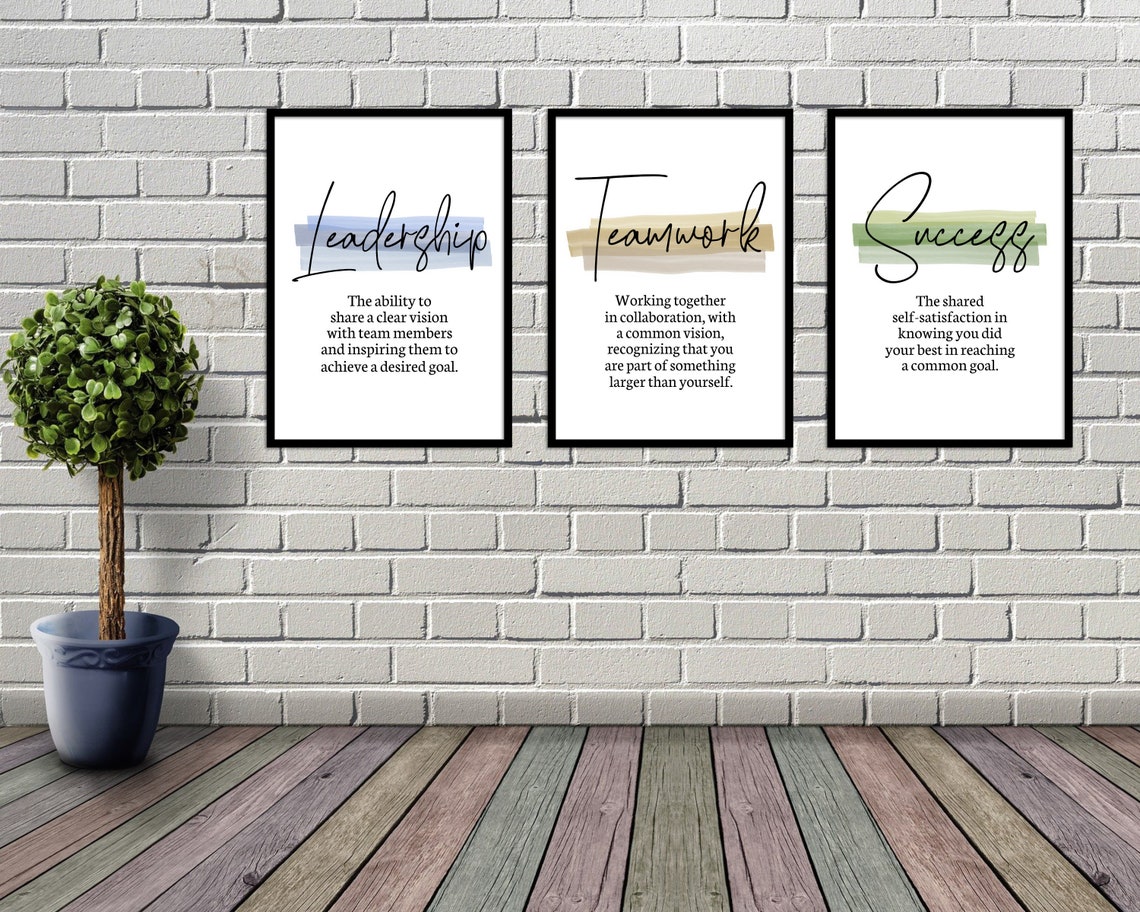 Leadership, Teamwork, Success, Office Decor, 3 Piece Wall Art ...