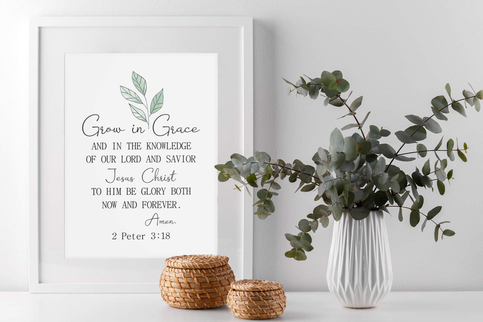 2 Peter 3:18, Bible Verse Printable Wall Art, Scripture Quote Print ...