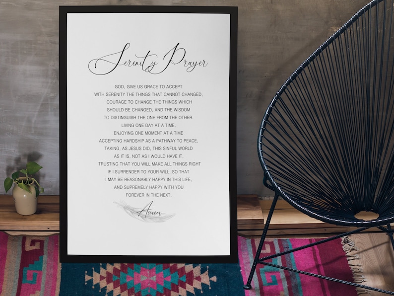 Serenity Prayer Full Version, Printable Wall Art, Therapy Office Decor ...