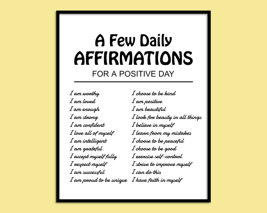 Daily Affirmations, Printable Wall Art, Inspirational, Counselor Office ...