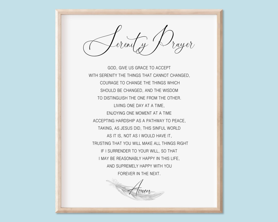 Serenity Prayer Full Version, Printable Wall Art, Therapy Office Decor ...