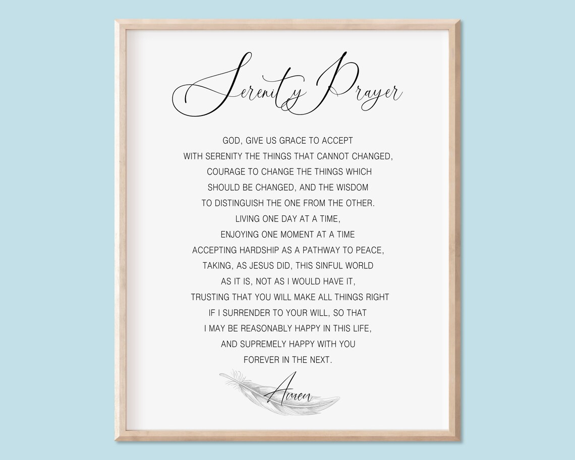 Serenity Prayer Full Version, Printable Wall Art, Therapy Office Decor ...