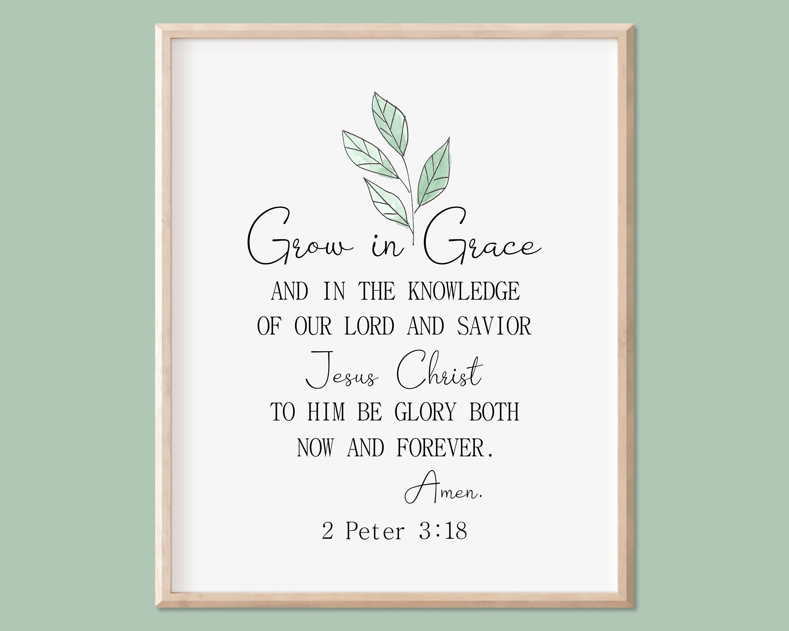 2 Peter 3:18, Bible Verse Printable Wall Art, Scripture Quote Print ...