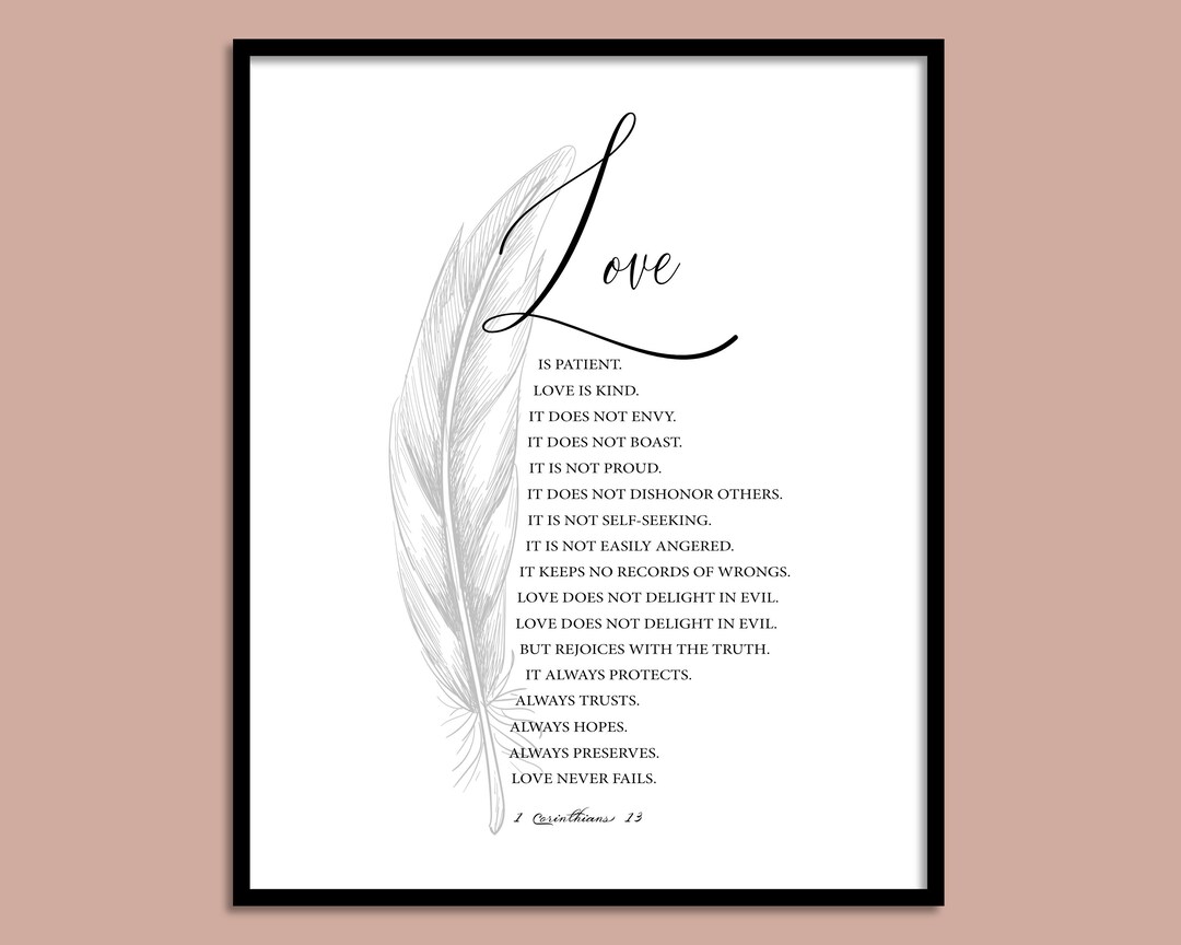 1 Corinthians 13, Bible Verse Printable Wall Art, Scripture Quote Print ...