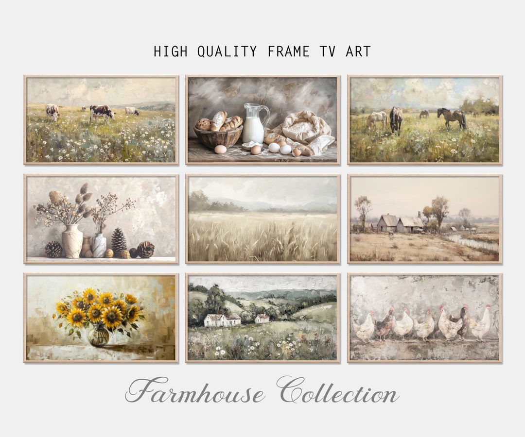 Farmhouse Frame TV Art Set of 9, Farmhouse TV Art Bundle, Farmhouse ...
