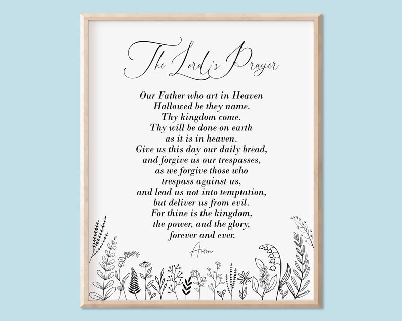The Lord's Prayer Printable Wall Art, Bible Verse Wall Art, Christian ...