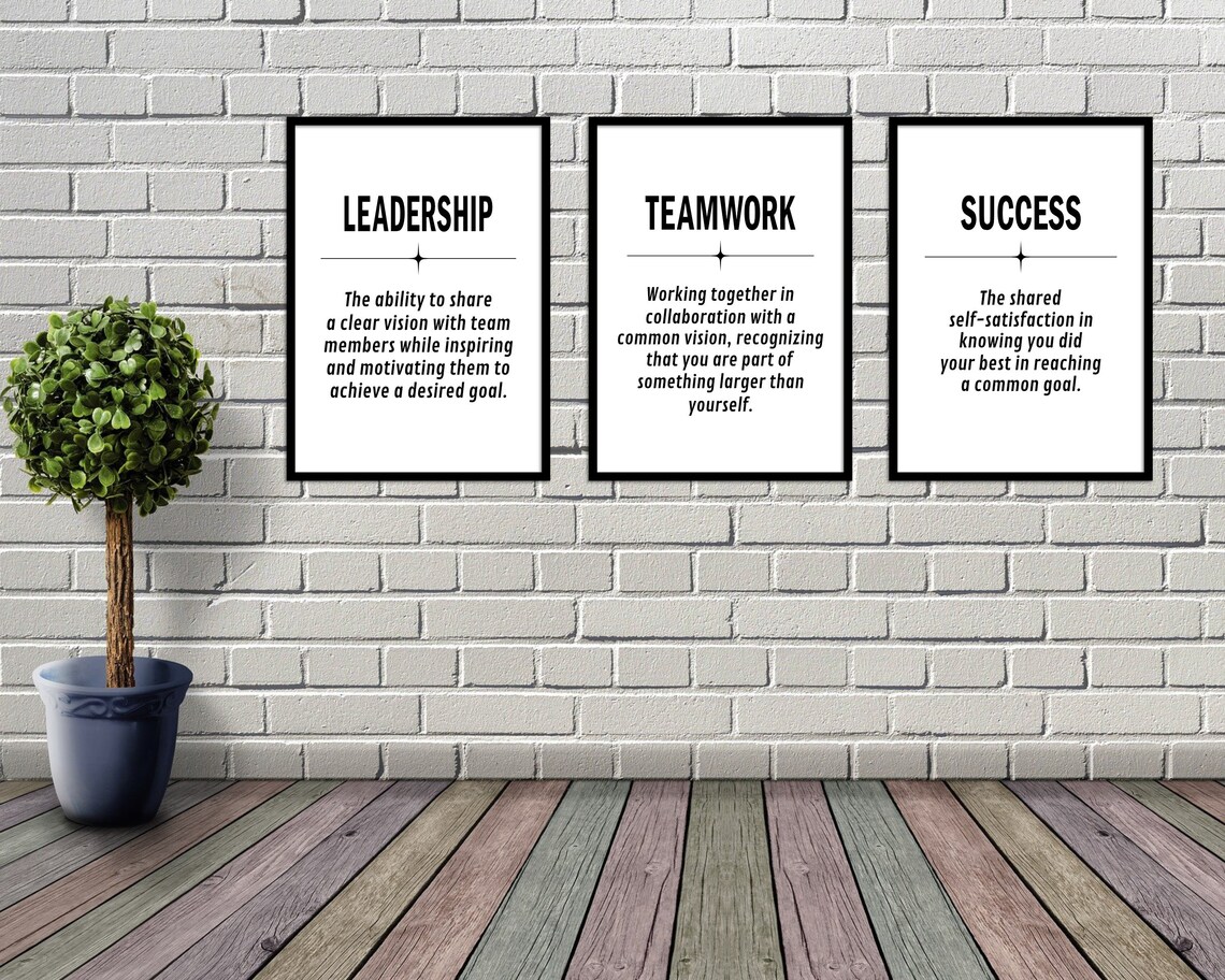 Leadership, Teamwork, Success, Office Decor, 3 Piece Wall Art, Motivational Wall Art, Office ...