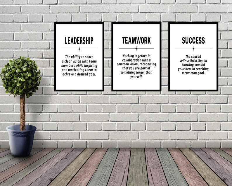 Leadership, Teamwork, Success, Office Decor, 3 Piece Wall Art ...