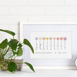 Fruit of the Spirit Galatians 5:22-23 Wall Art, Retro Flowers, Bible ...