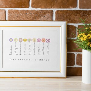 Fruit of the Spirit Galatians 5:22-23 Wall Art, Retro Flowers, Bible ...