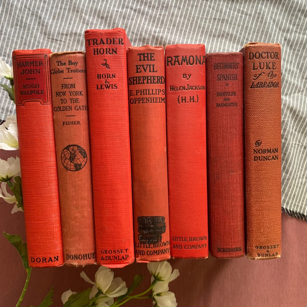 Circa 1900s-1940s | Red and Black Books | Vintage Decor Book - Etsy