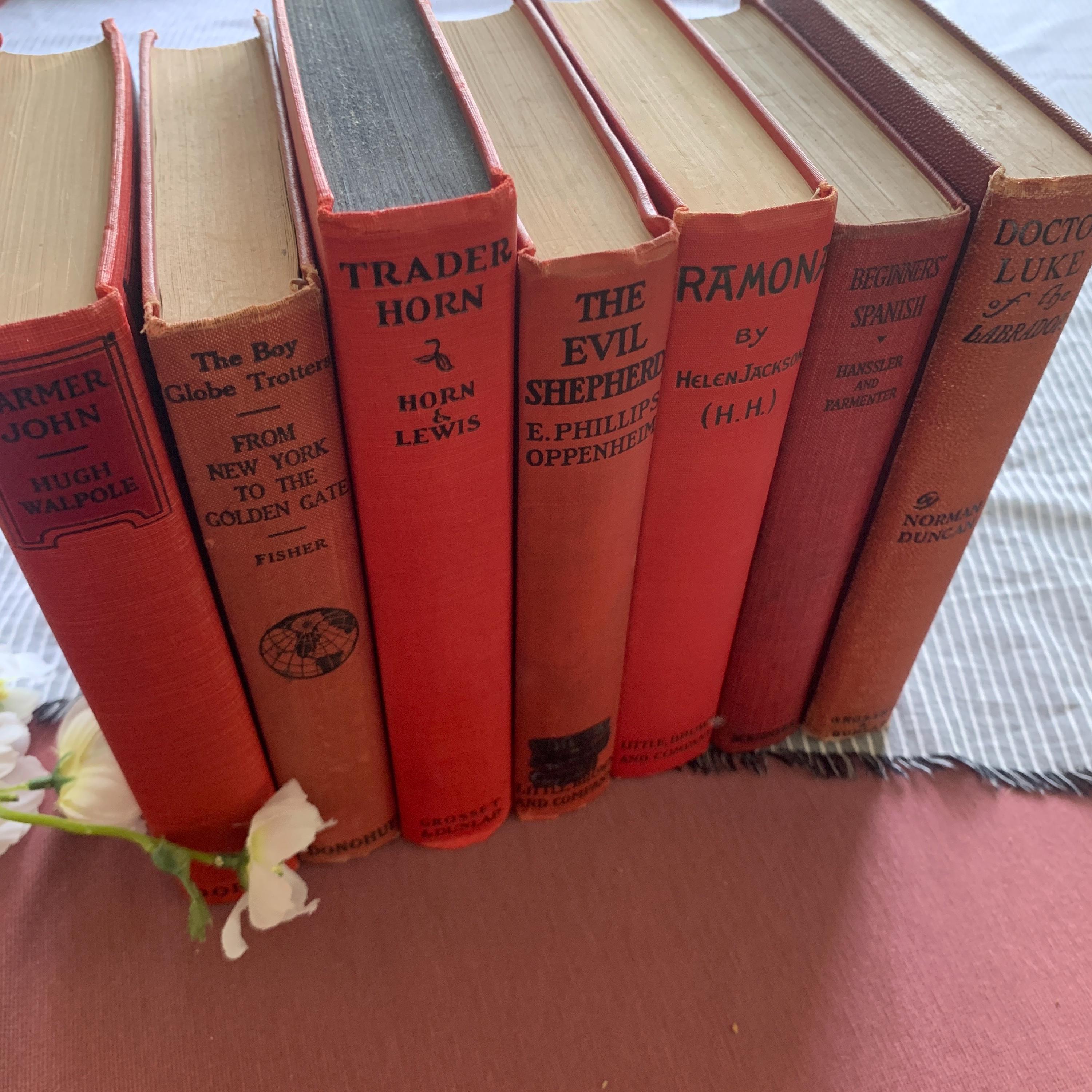 Circa 1900s-1940s | Red and Black Books | Vintage Decor Book - Etsy