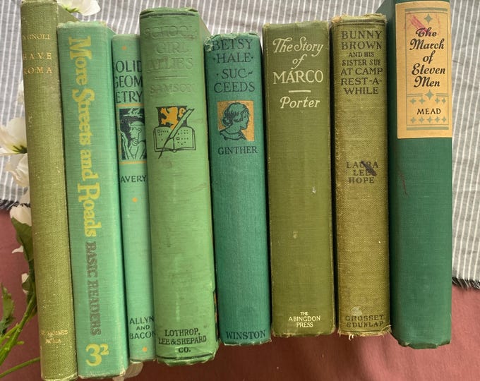 Set of Olive and Sage Green Books, Decorative Book Set, Green Staging ...