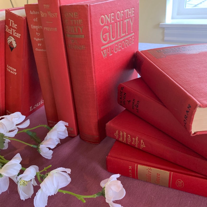 Shades of Bright Red Books by Color Vintage Decor Books - Etsy