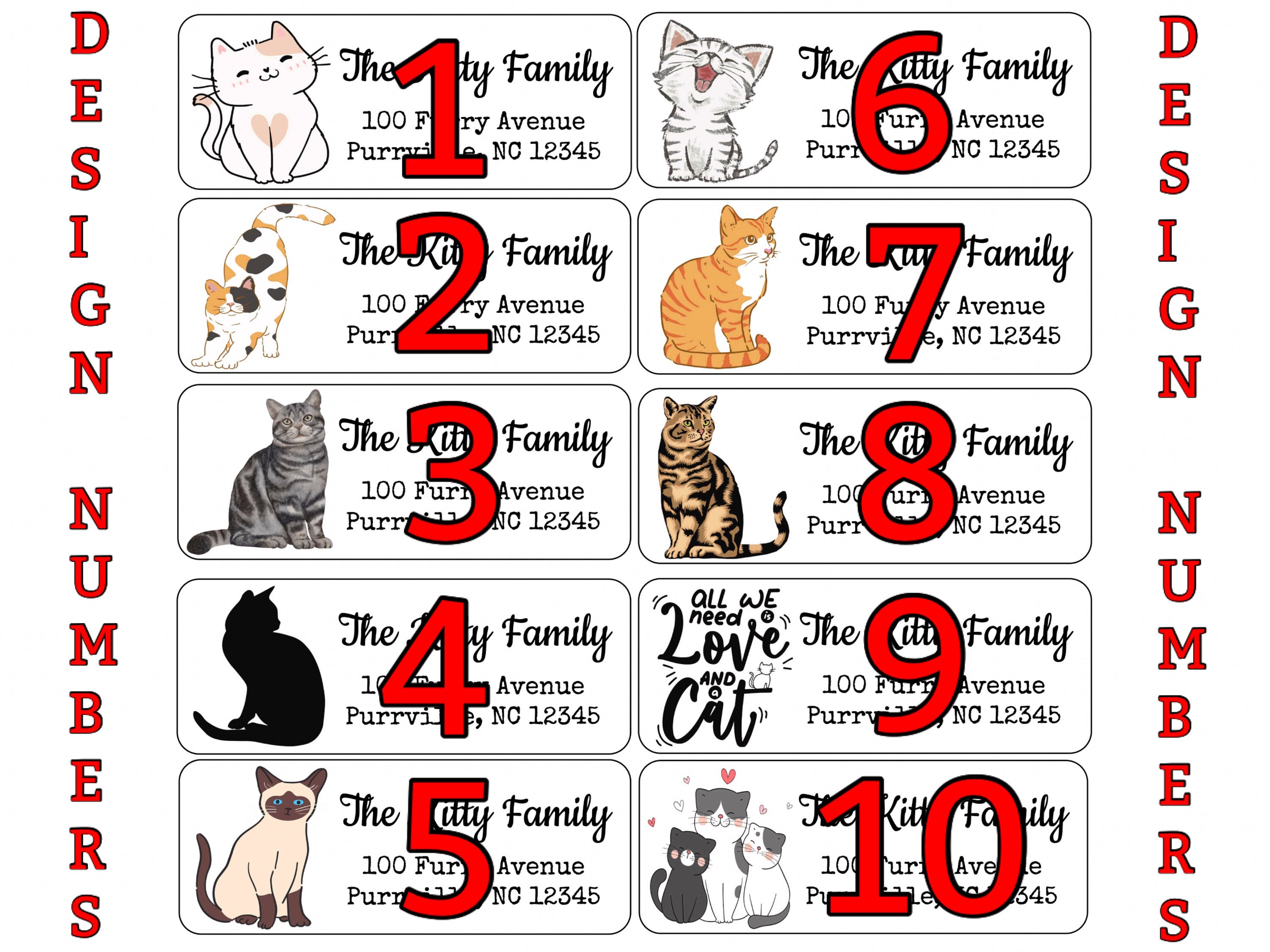 Return Address Labels Cat Cats Cute Cat Custom Address Labels ...