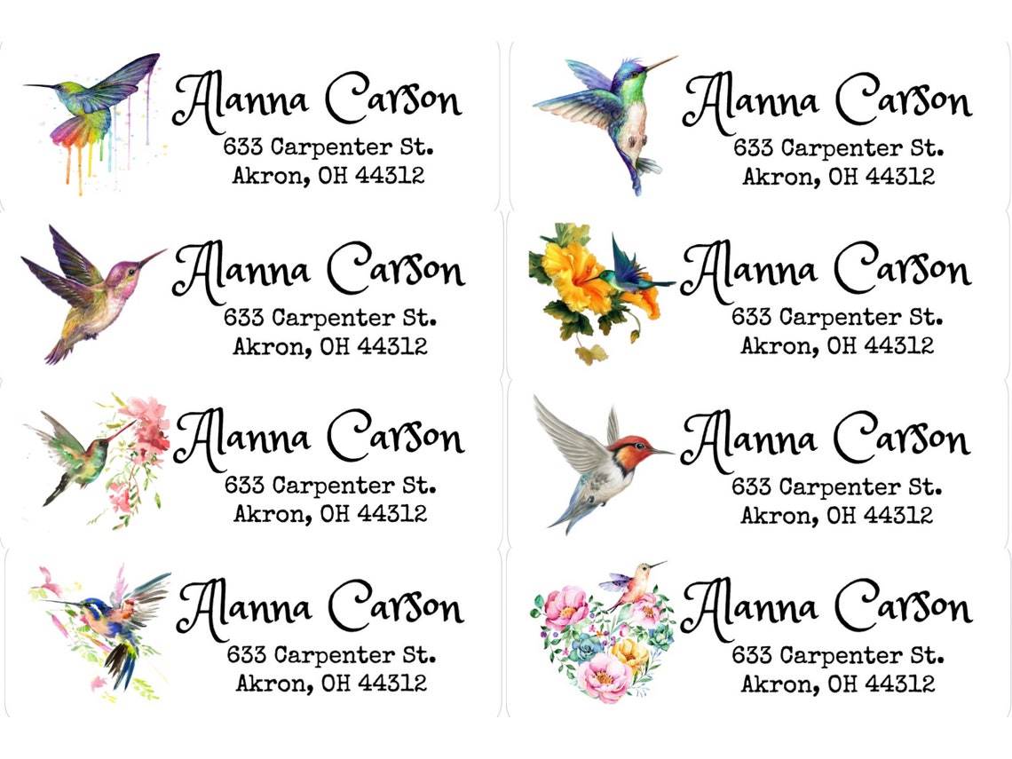 Return Address Labels Hummingbird Custom Address Labels - Etsy