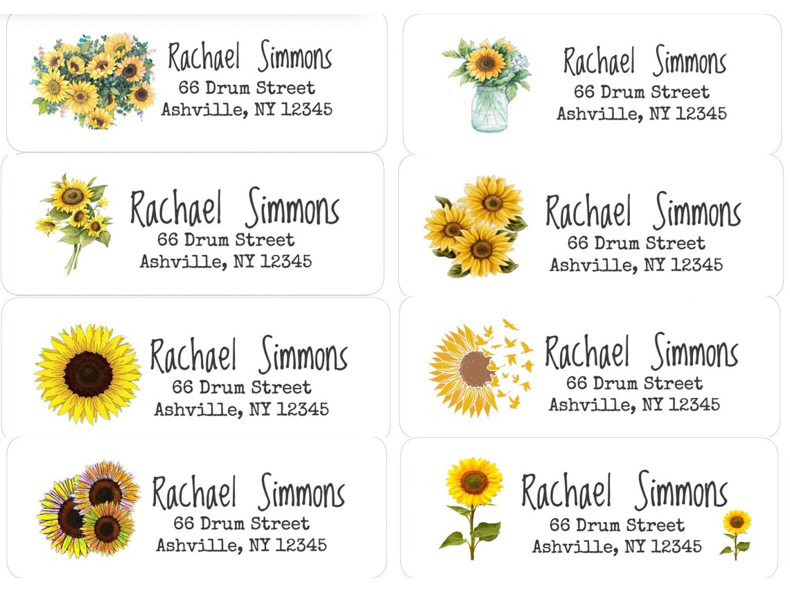 Return Address Labels Sunflowers Custom Address Labels - Etsy