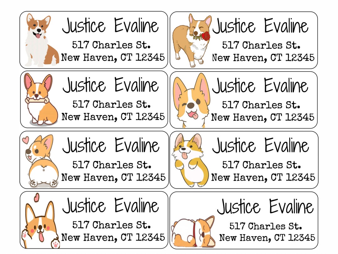 Return Address Labels | Corgi | Custom Address Labels | Personalized ...