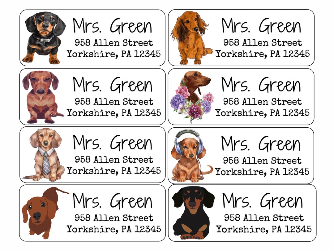 Return Address Labels | Dachshund | Dogs | Custom Address Labels ...