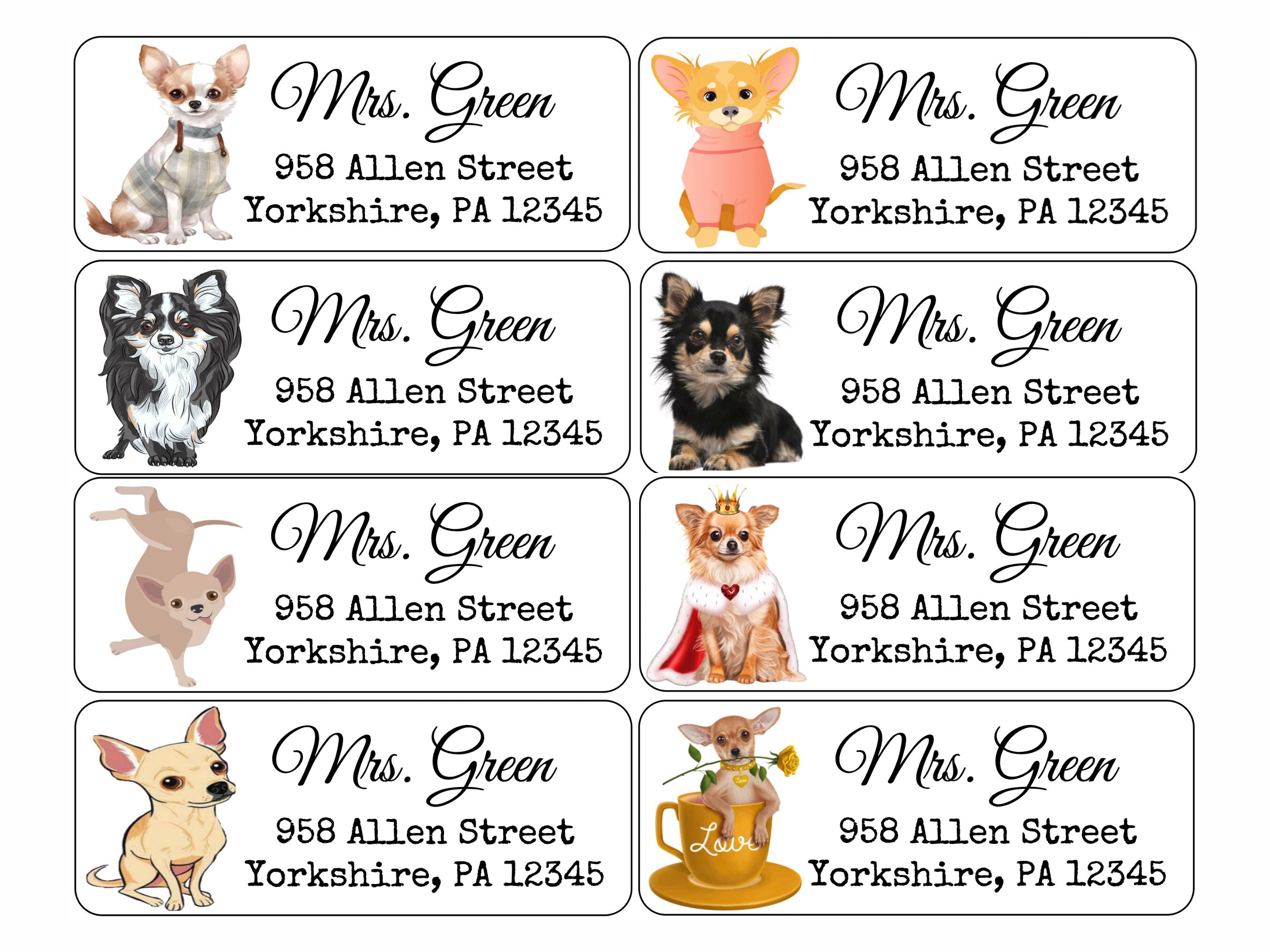 Return Address Labels | Chihuahua | Dogs | Custom Address Labels ...